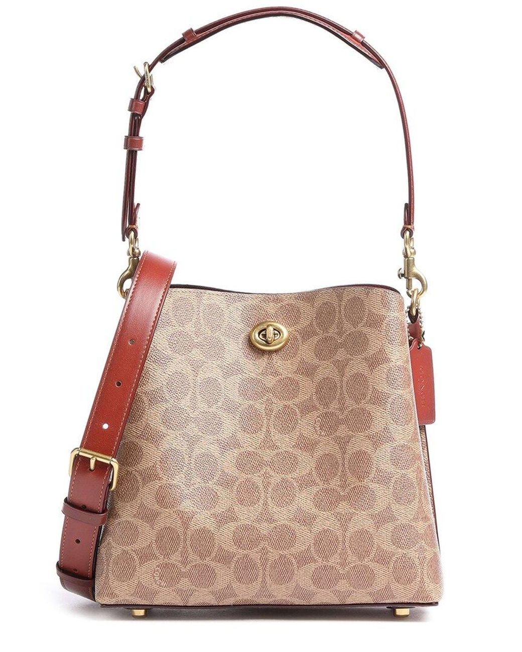COACH Willow Signature Coated Canvas Bucket Bag in Brown | Lyst