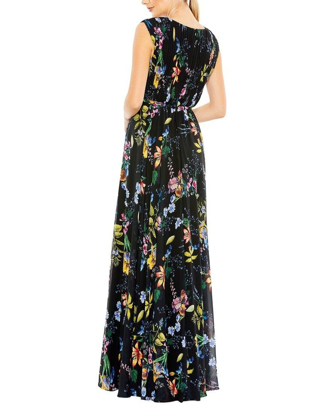 Mac Duggal Pleated Floral Cap Sleeve A Line Gown in Green | Lyst