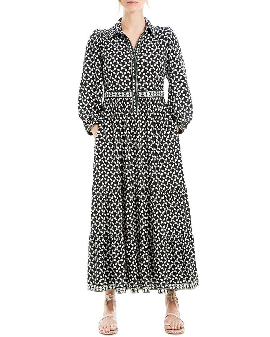 Max Studio Tiered Maxi Dress in Black | Lyst