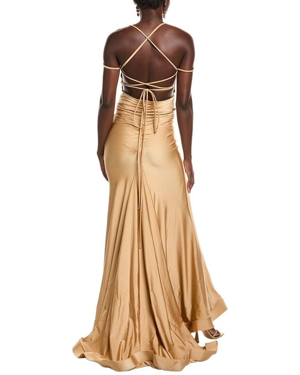Issue New York Strappy Gown in Natural | Lyst UK