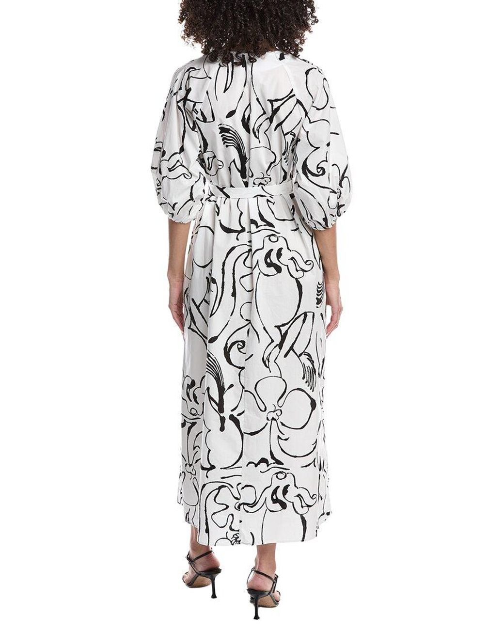 Marimekko Kimppu Baluns Belted Maxi Dress in White | Lyst UK