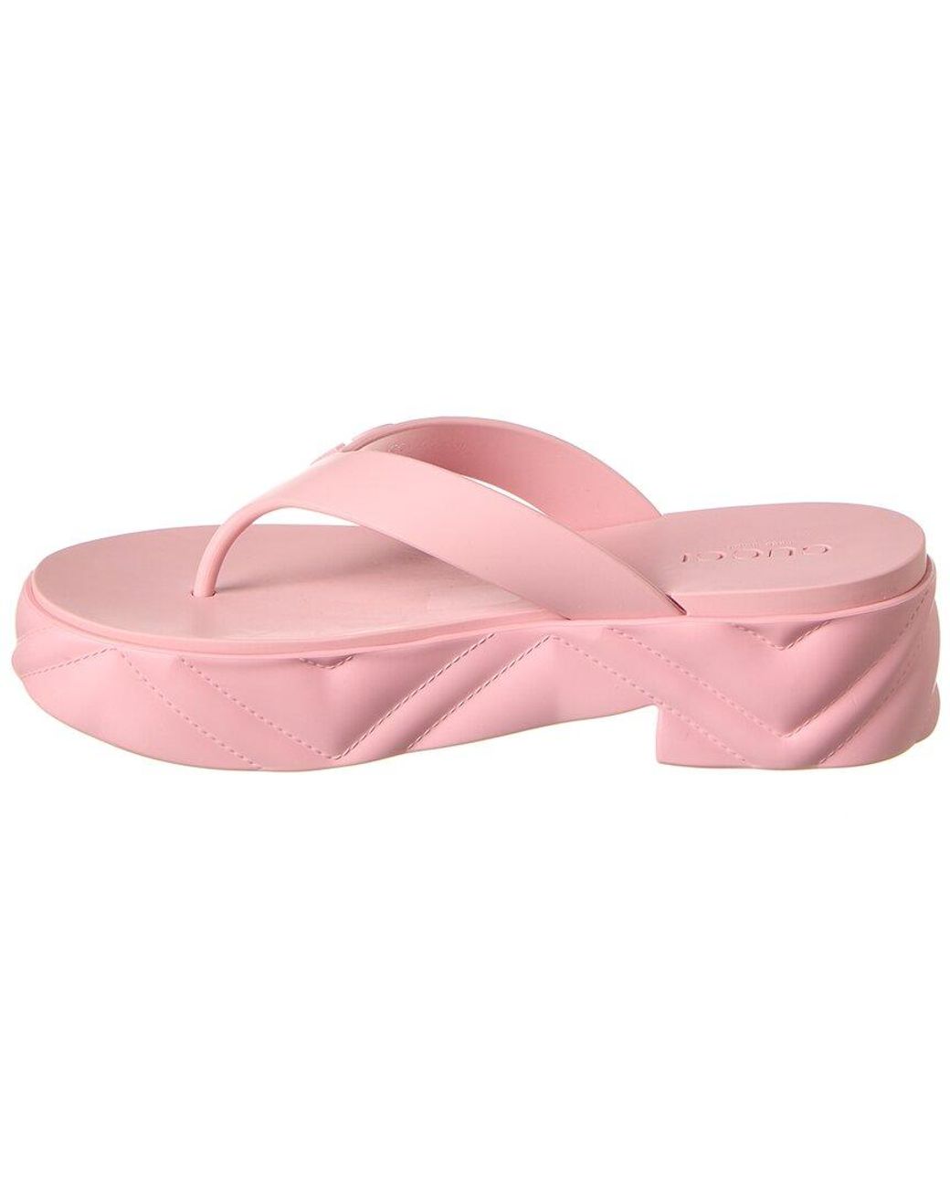 Gucci Logo Rubber Platform Sandal in Pink | Lyst