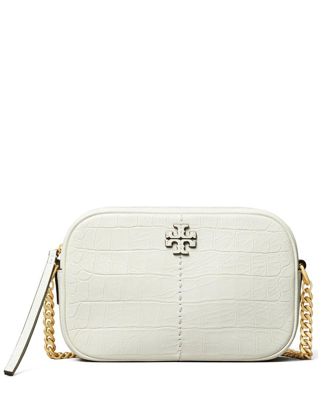 Tory Burch Mcgraw Croc-Embossed Leather Camera Bag in White | Lyst