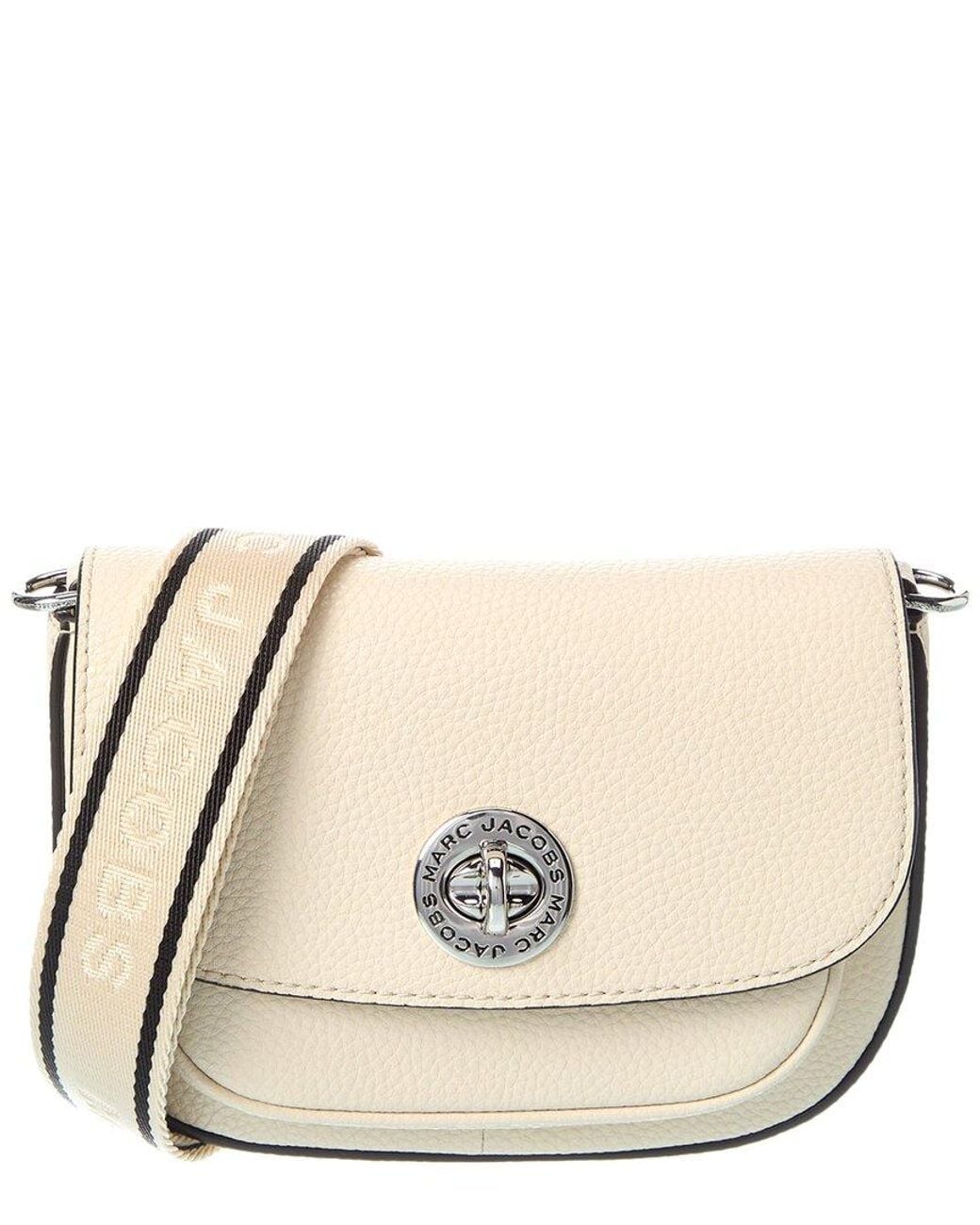 Marc Jacobs Signet Turnlock Small Leather Saddle Bag in Natural | Lyst