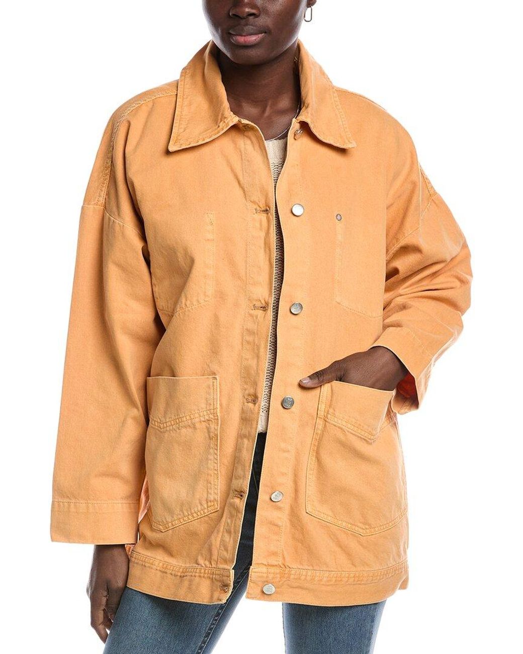 Free People Avery Denim Jacket in Orange | Lyst