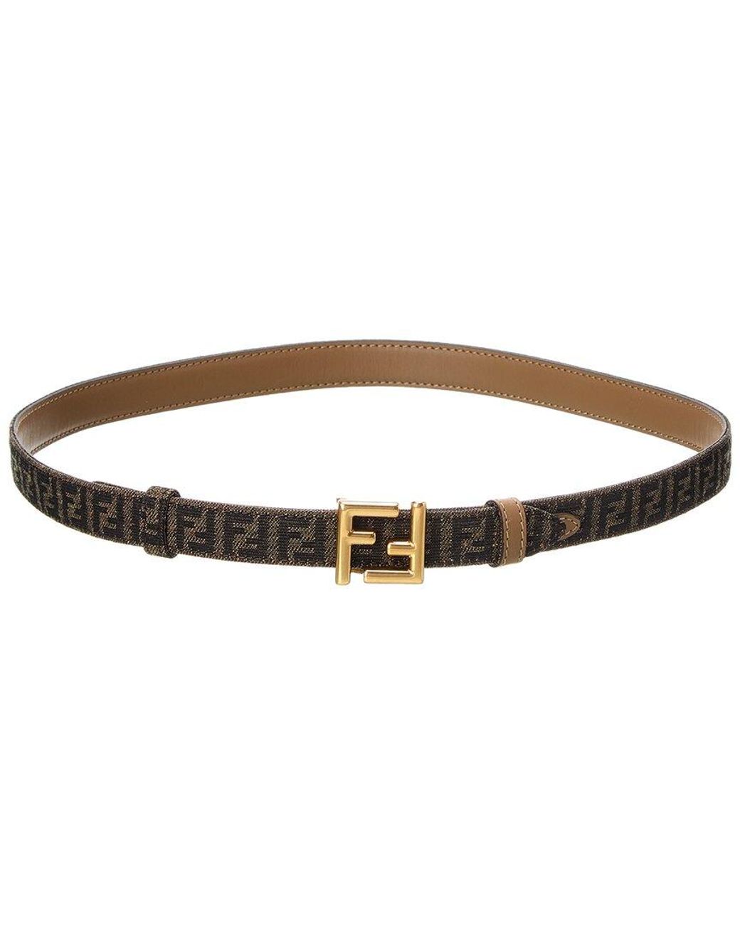 Fendi Ff Reversible Jacquard & Leather Belt in Brown | Lyst