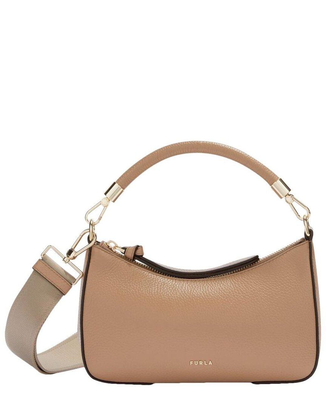 Furla Emera Mini Leather Crossbody With Handle in Brown | Lyst