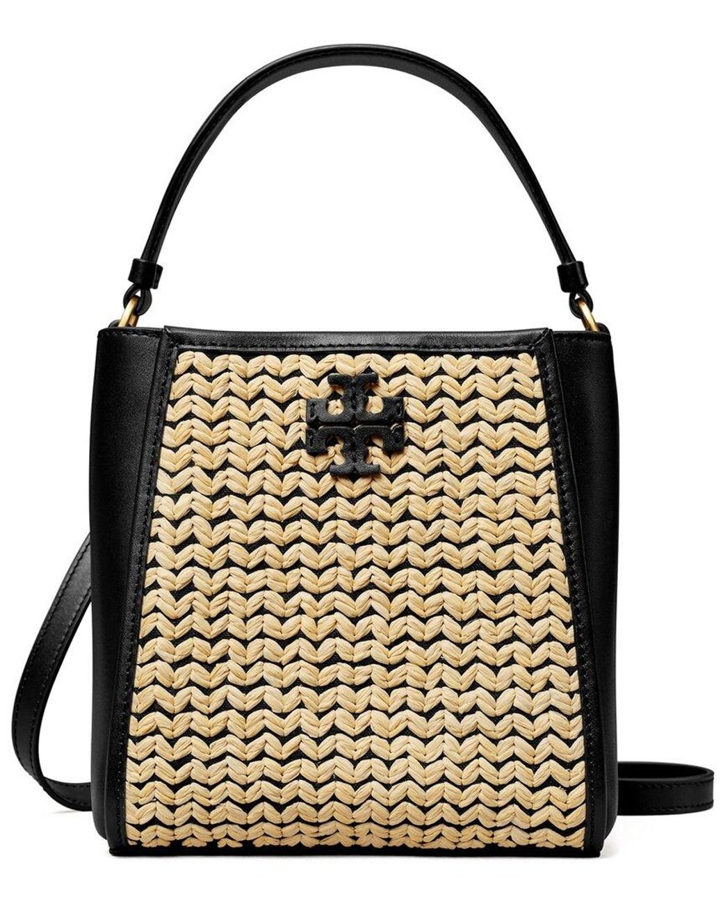 Tory Burch Mcgraw Cow Leather Bucket Bag in Black | Lyst