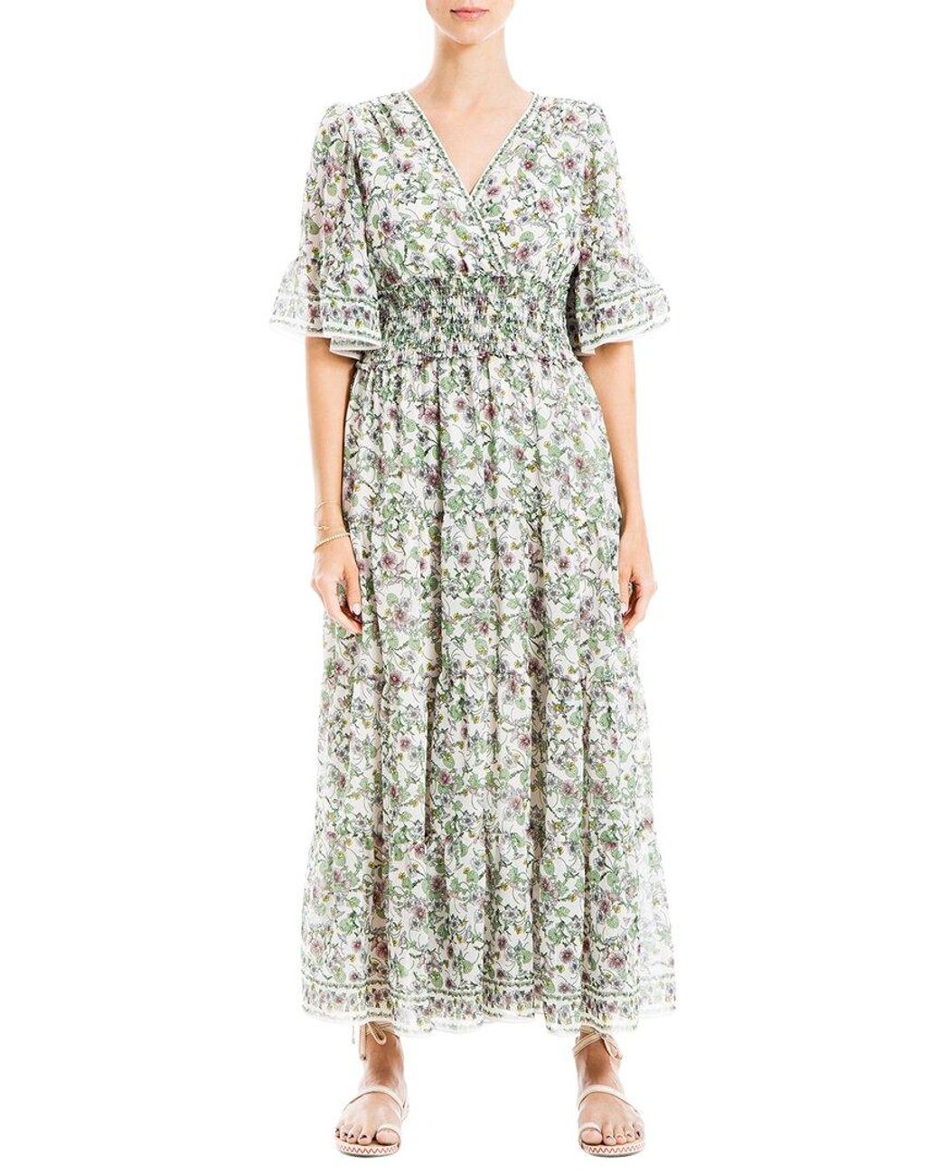 Max Studio Elbow Sleeve V-neck Tiered Maxi Dress | Lyst