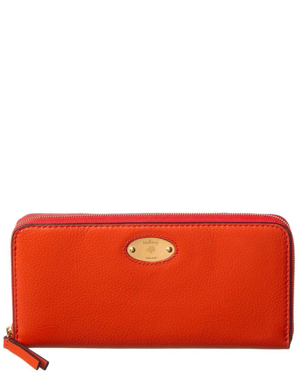 Mulberry Plaque Leather Zip Around Wallet in Red | Lyst