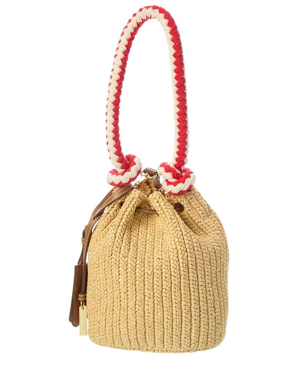 Prada Raffia & Leather Bucket Bag in Metallic | Lyst UK