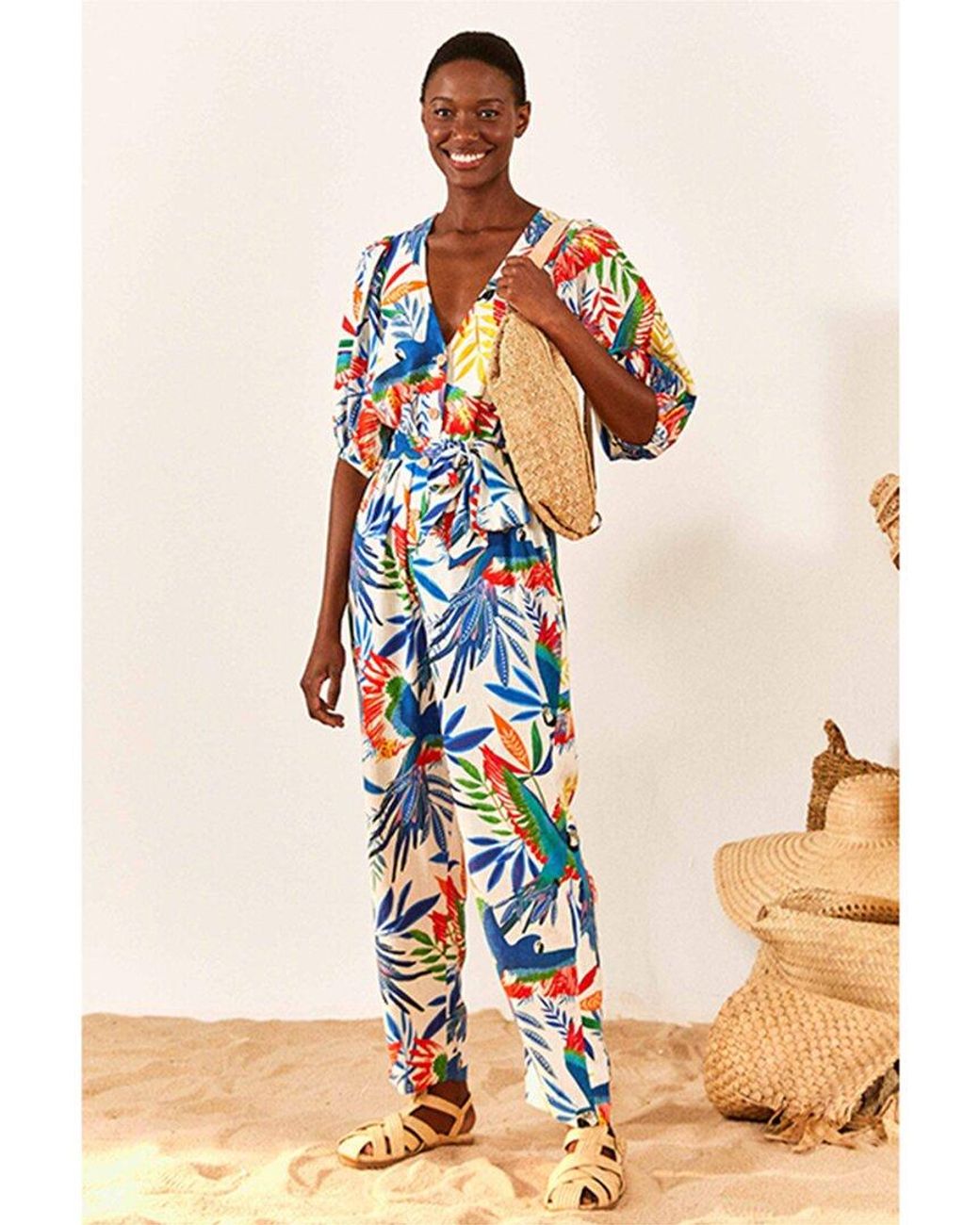 FARM Rio Macaw Wind Jumpsuit in Natural | Lyst
