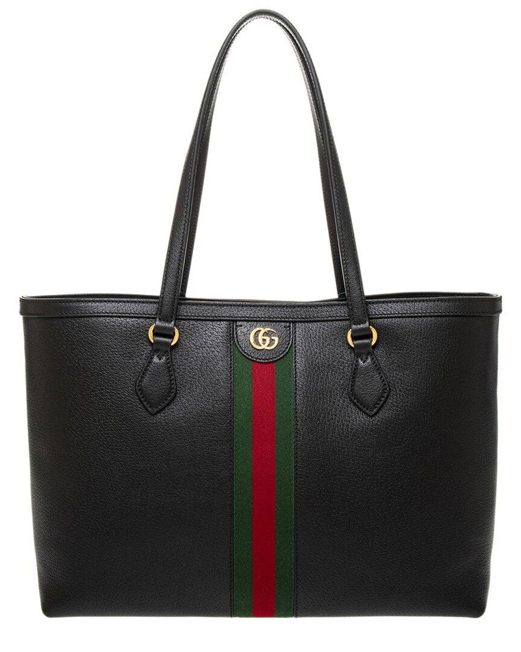 Gucci Ophidia Leather Tote in Black | Lyst