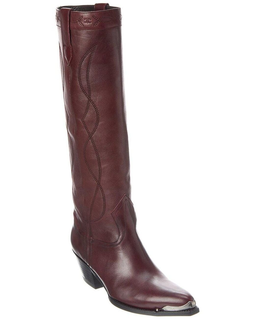 Celine Western Leather Knee-High Boot in Red | Lyst UK
