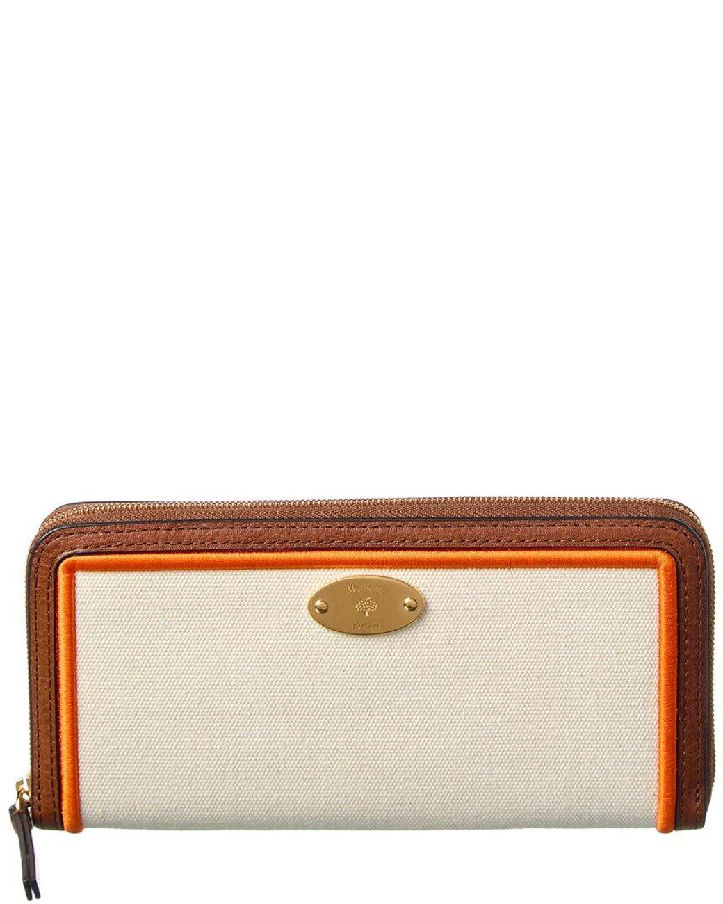 Mulberry Logo Plaque Canvas & Leather Zip Around Wallet in Brown | Lyst UK