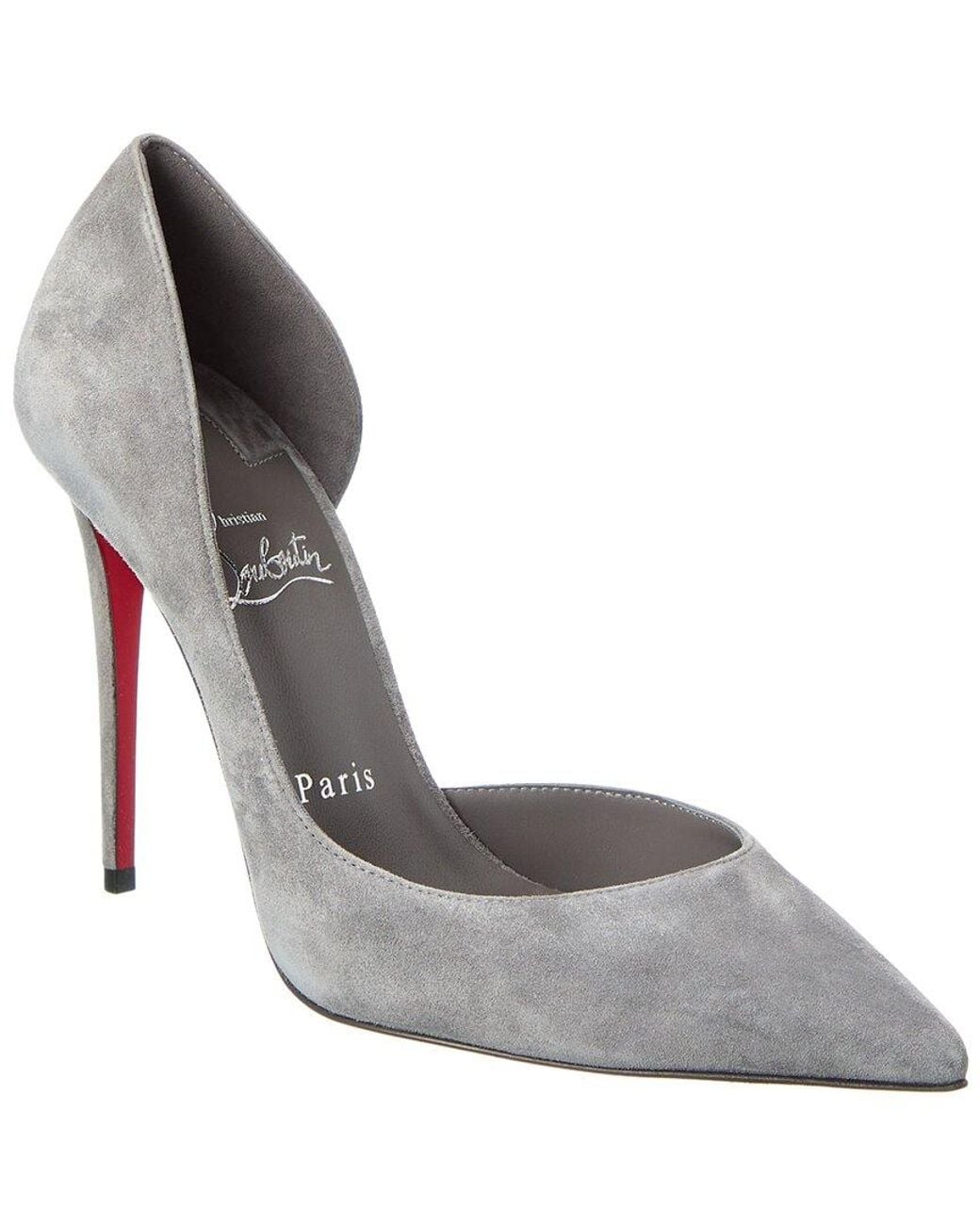 Christian Louboutin Iriza 100 Suede Pump in Gray | Lyst