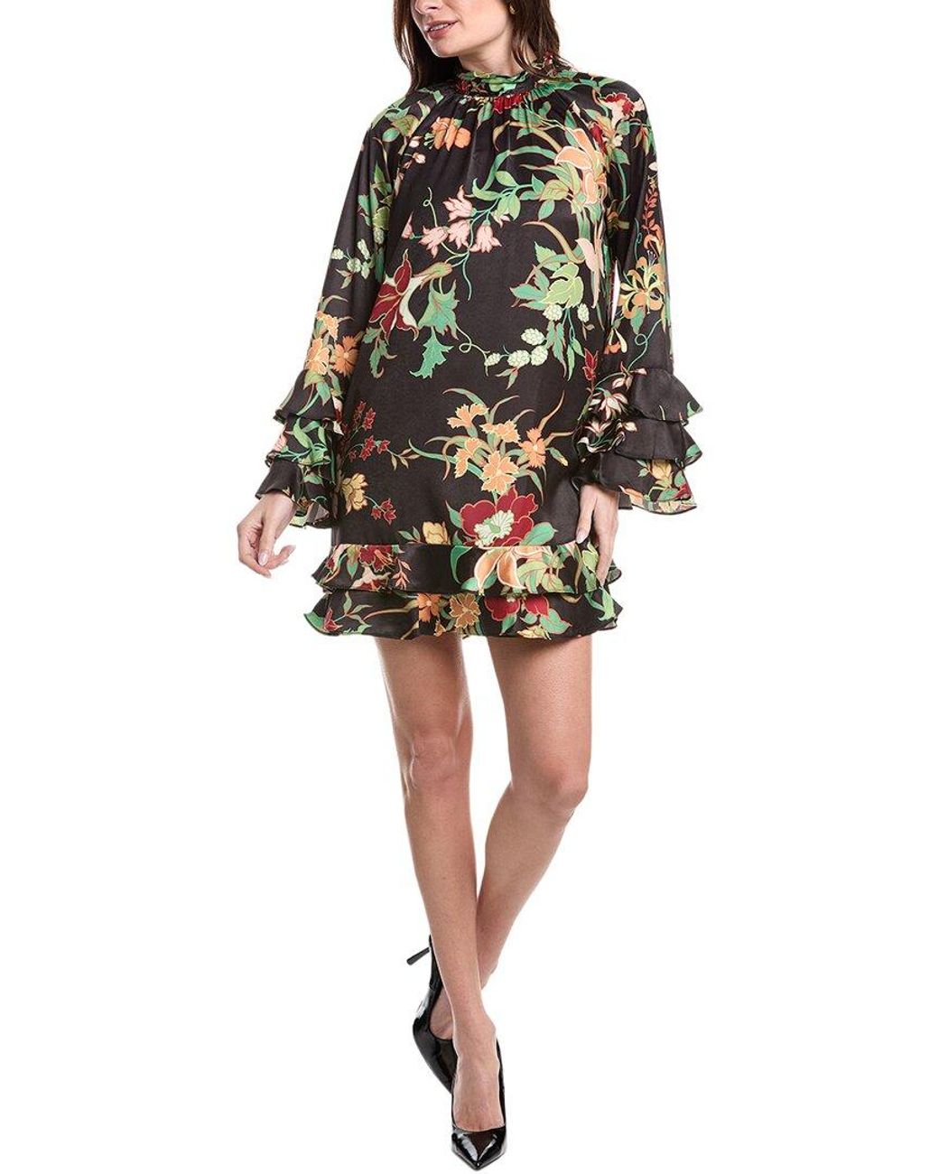 FLORA BEA NYC Ledger Satin Mini Dress in Black | Lyst UK