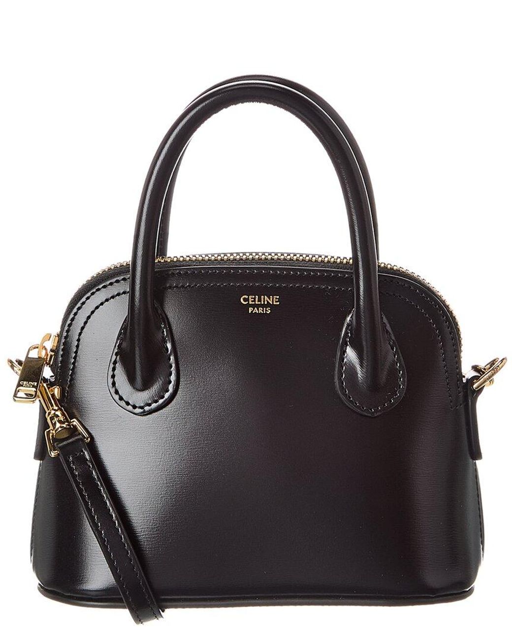 Celine Honorine Mini Triomphe Leather Satchel in Black | Lyst