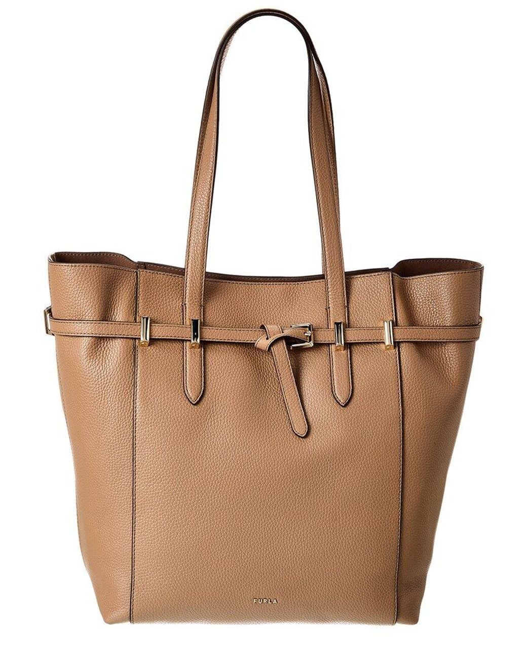 Furla Aura Large Leather Tote in Brown | Lyst