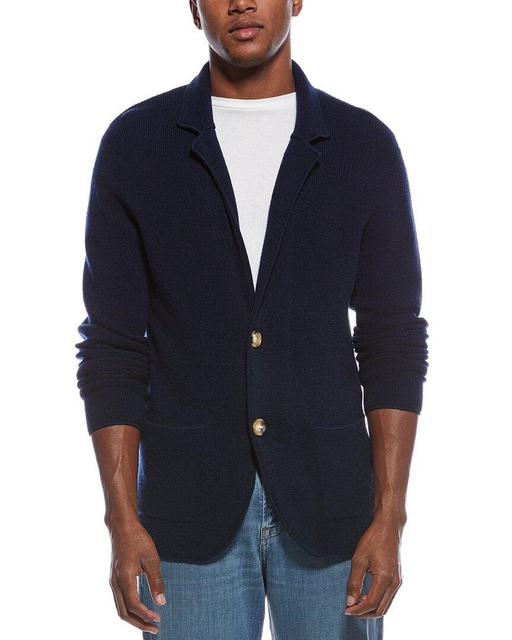 Kier + J Waffle Stitch Wool Blazer in Blue for Men | Lyst UK