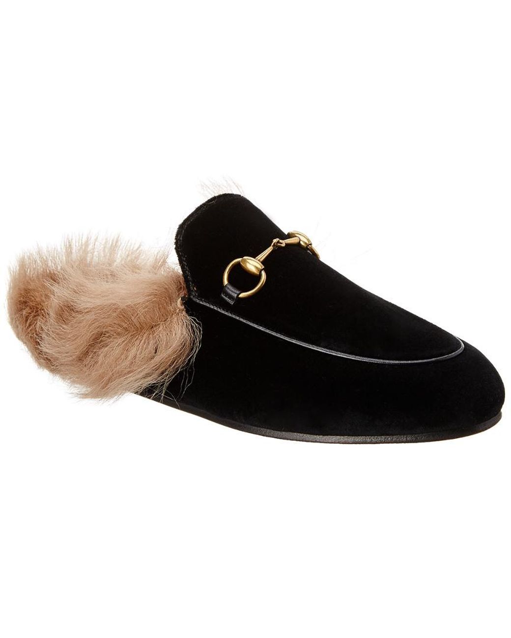 Gucci Princetown Fur-lined Velvet Slippers In Blue Lyst, 53% OFF