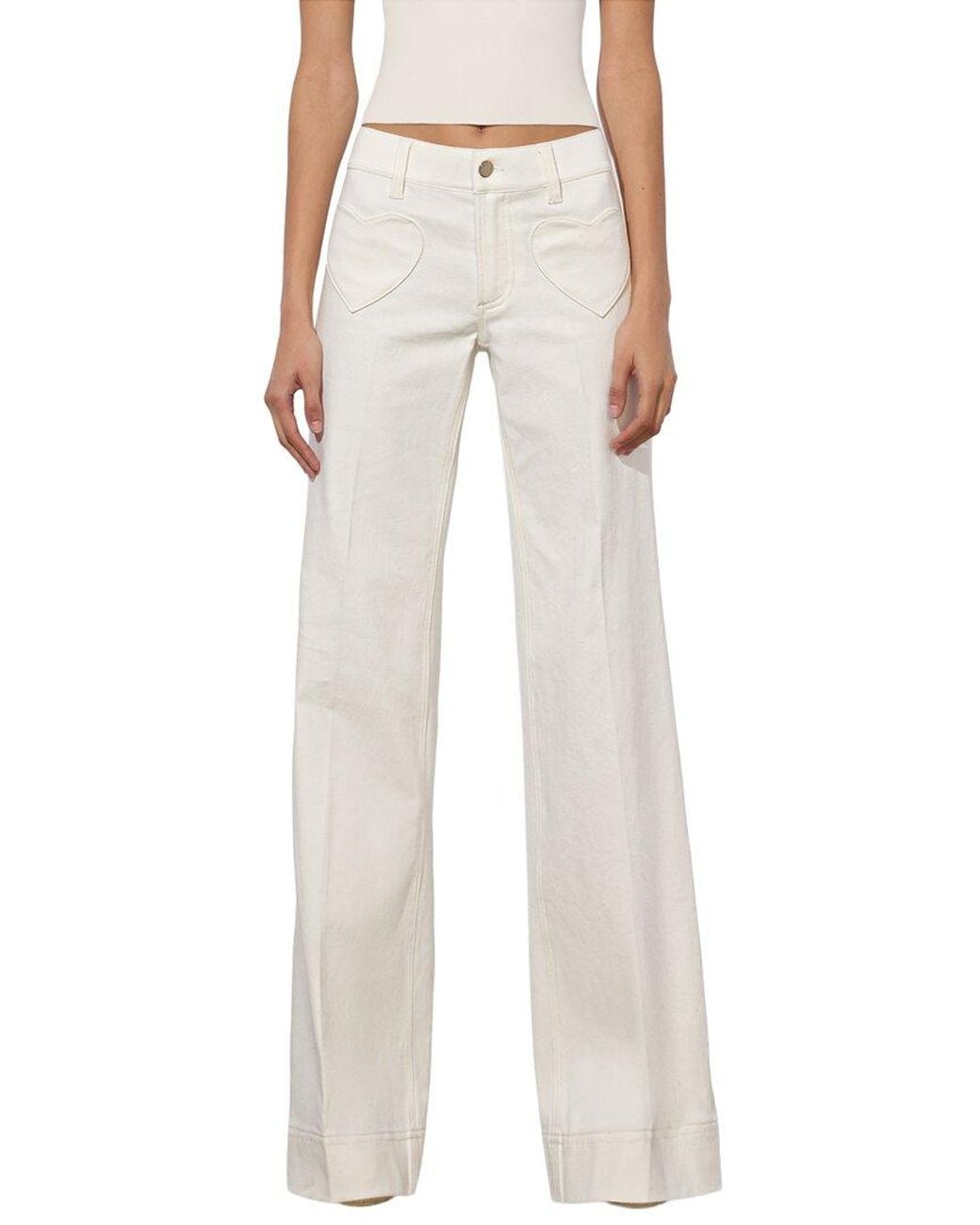 Alice + Olivia Heart Wide Leg Jean in White | Lyst UK