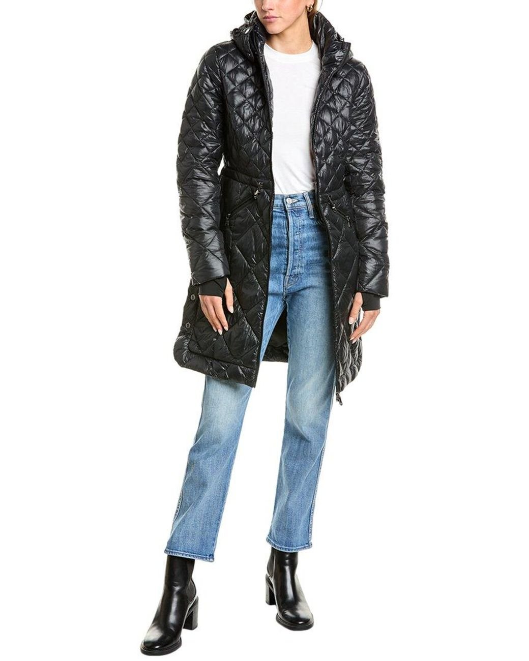 Pajar Halona Lightweight Diamond Quilt Packable Puffer Coat in Black | Lyst