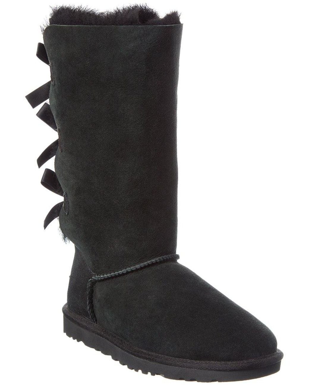 UGG Bailey Bow Tall Suede Boot in Black | Lyst