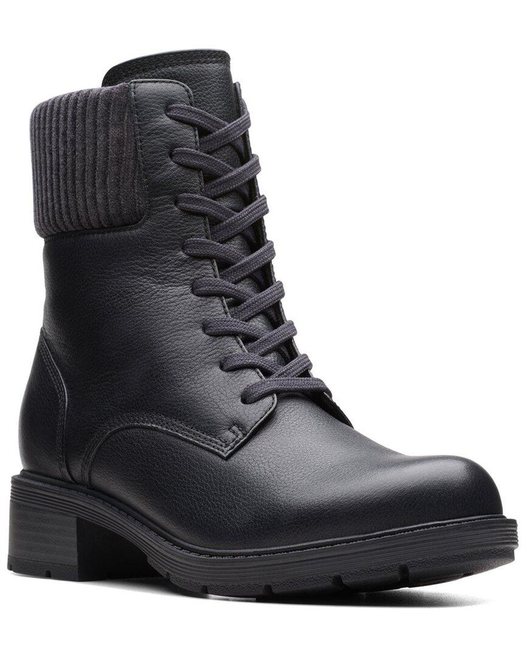 Clarks Hearth Sky Leather Combat Boot in Black | Lyst