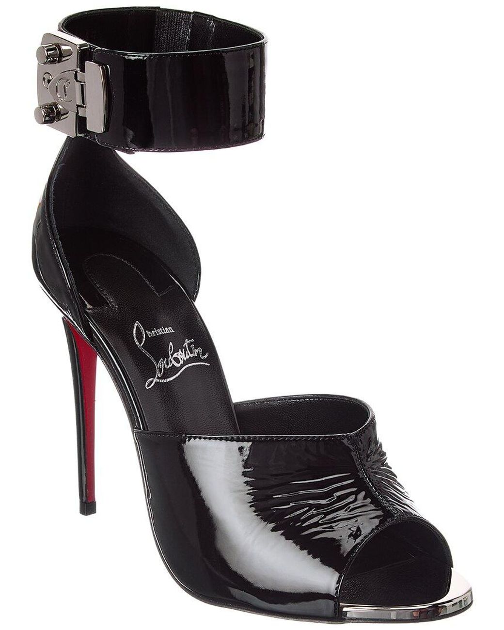 Christian Louboutin Lock Me Up 100 Patent Sandal in Black | Lyst UK