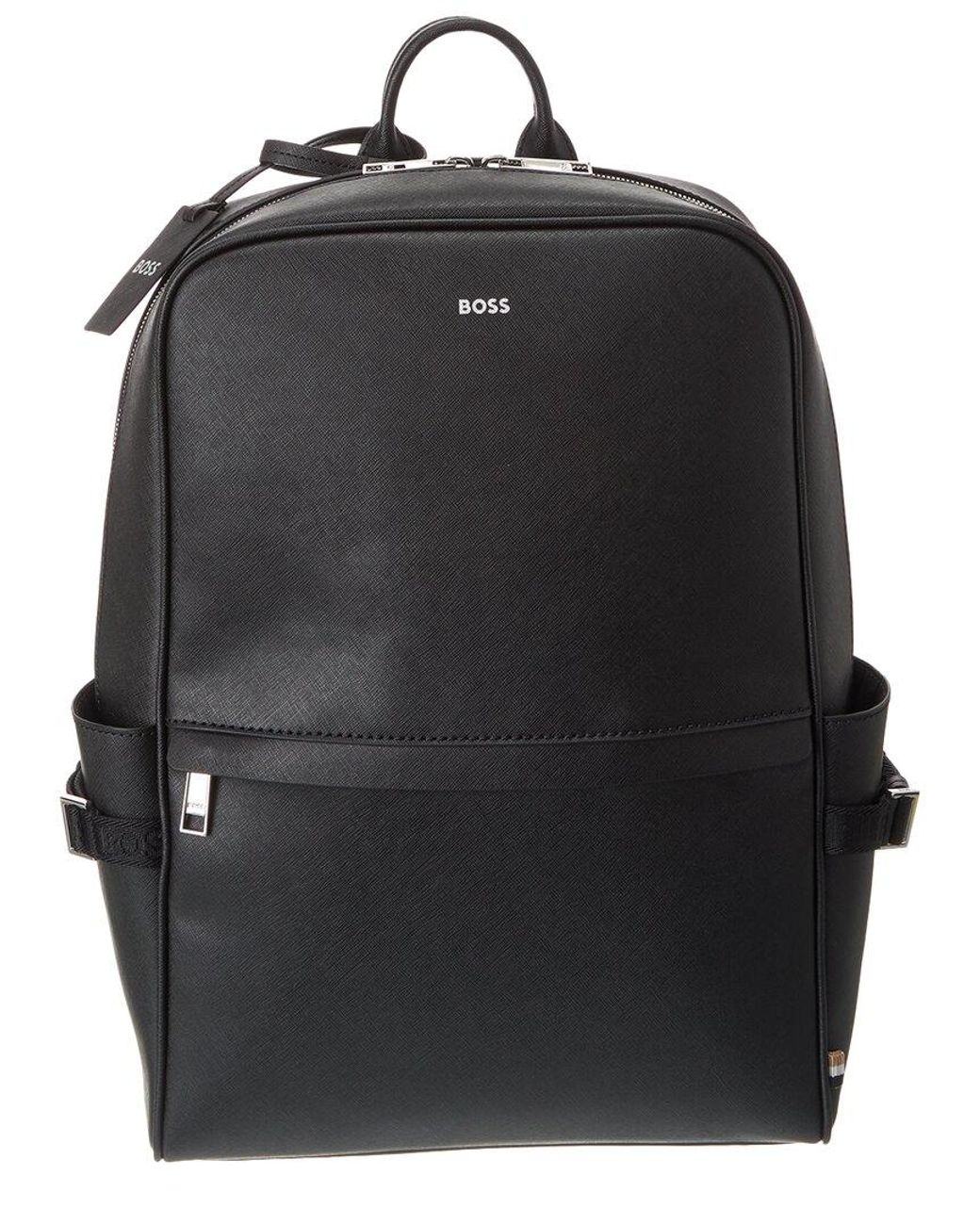 BOSS Zair Leather Backpack in Black for Men | Lyst