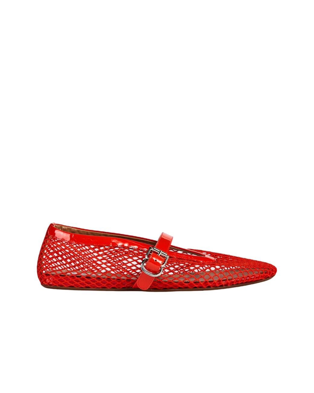 Alaïa Orange Fishnet Mary Jane Flats in Red | Lyst UK