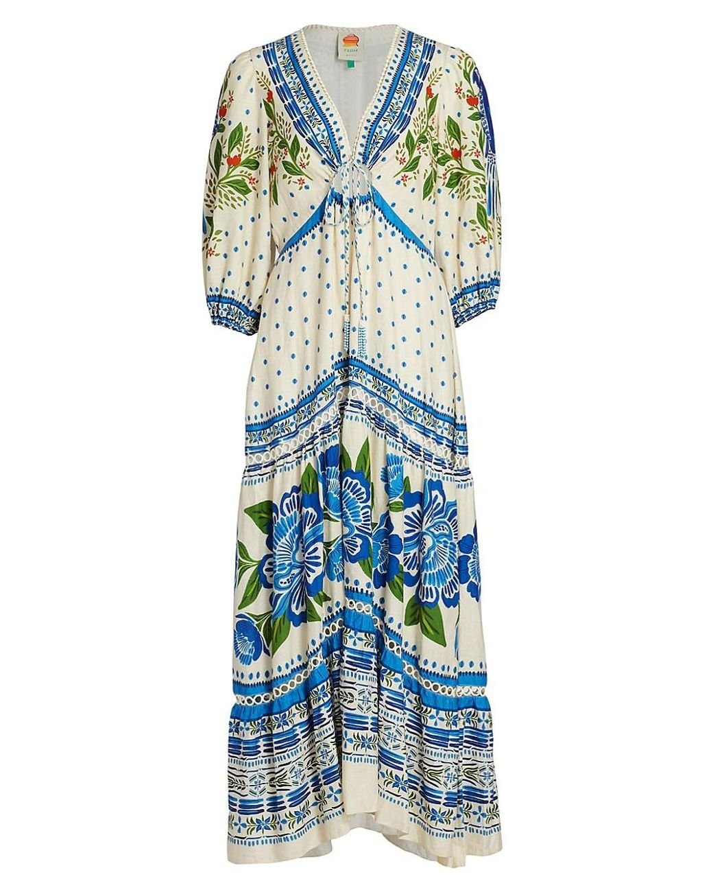 FARM Rio Macaw Flight Tiered Maxi Dress in Blue | Lyst