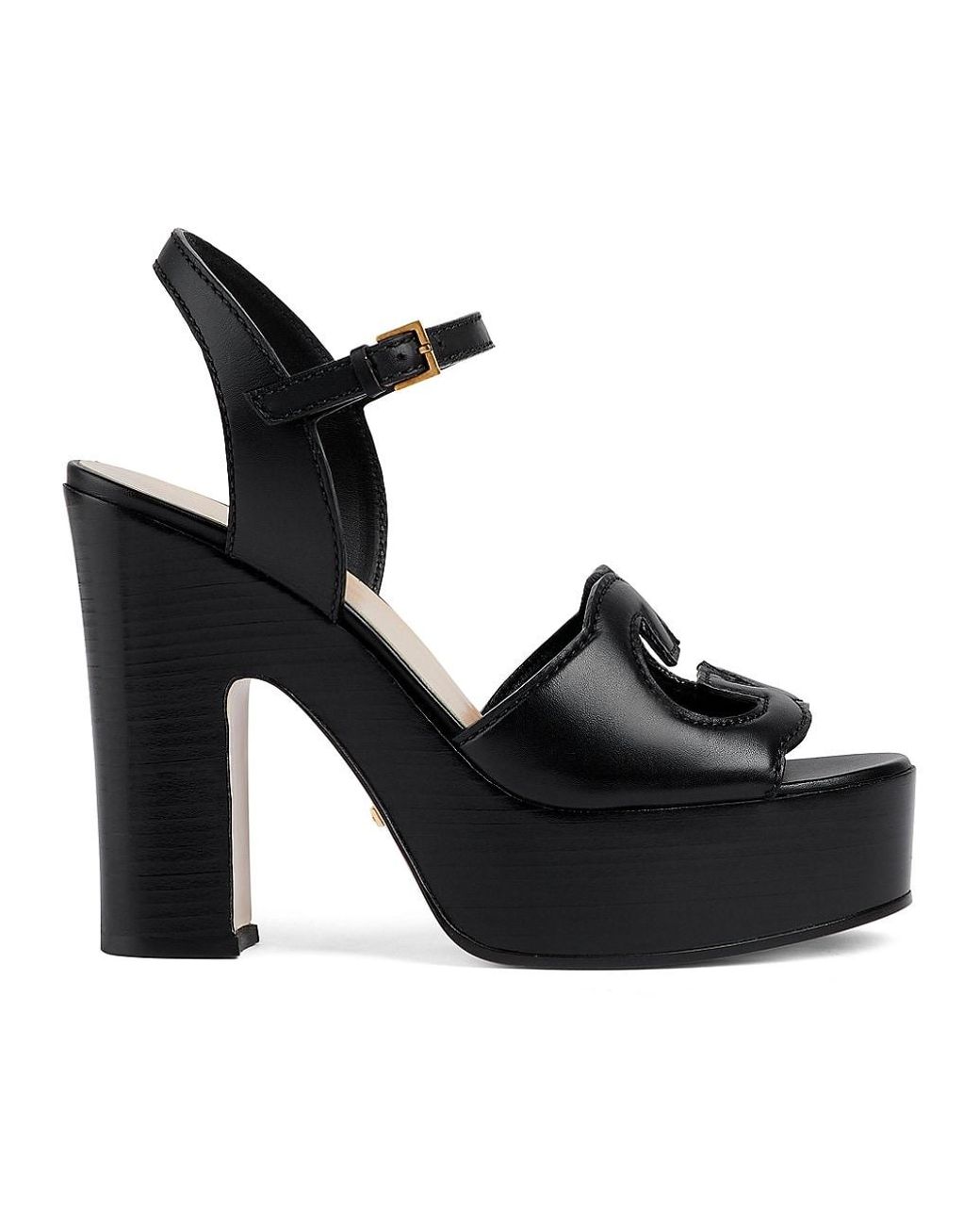 Gucci Cutout Platform Heeled Sandals in Black | Lyst