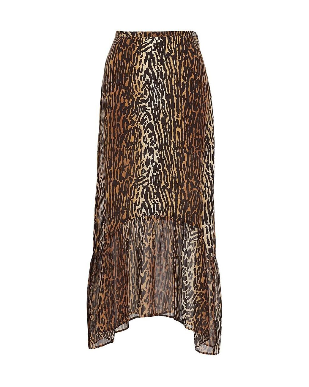 Rixo London Leandra Leopard Silk Midi Skirt In Brown Lyst