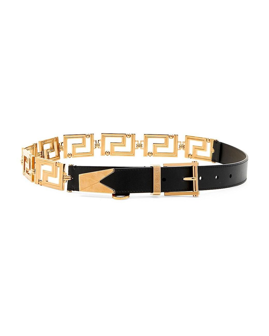 Versace Greca Chain & Leather Belt in Metallic | Lyst