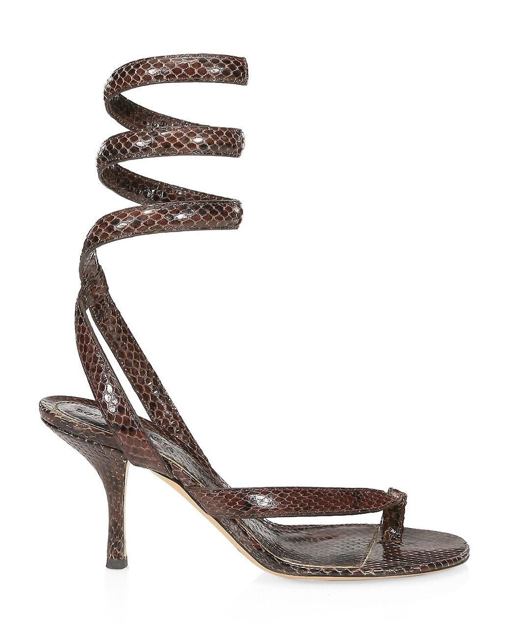 Bottega Veneta Spiral Python-embossed Leather Sandals in Brown | Lyst