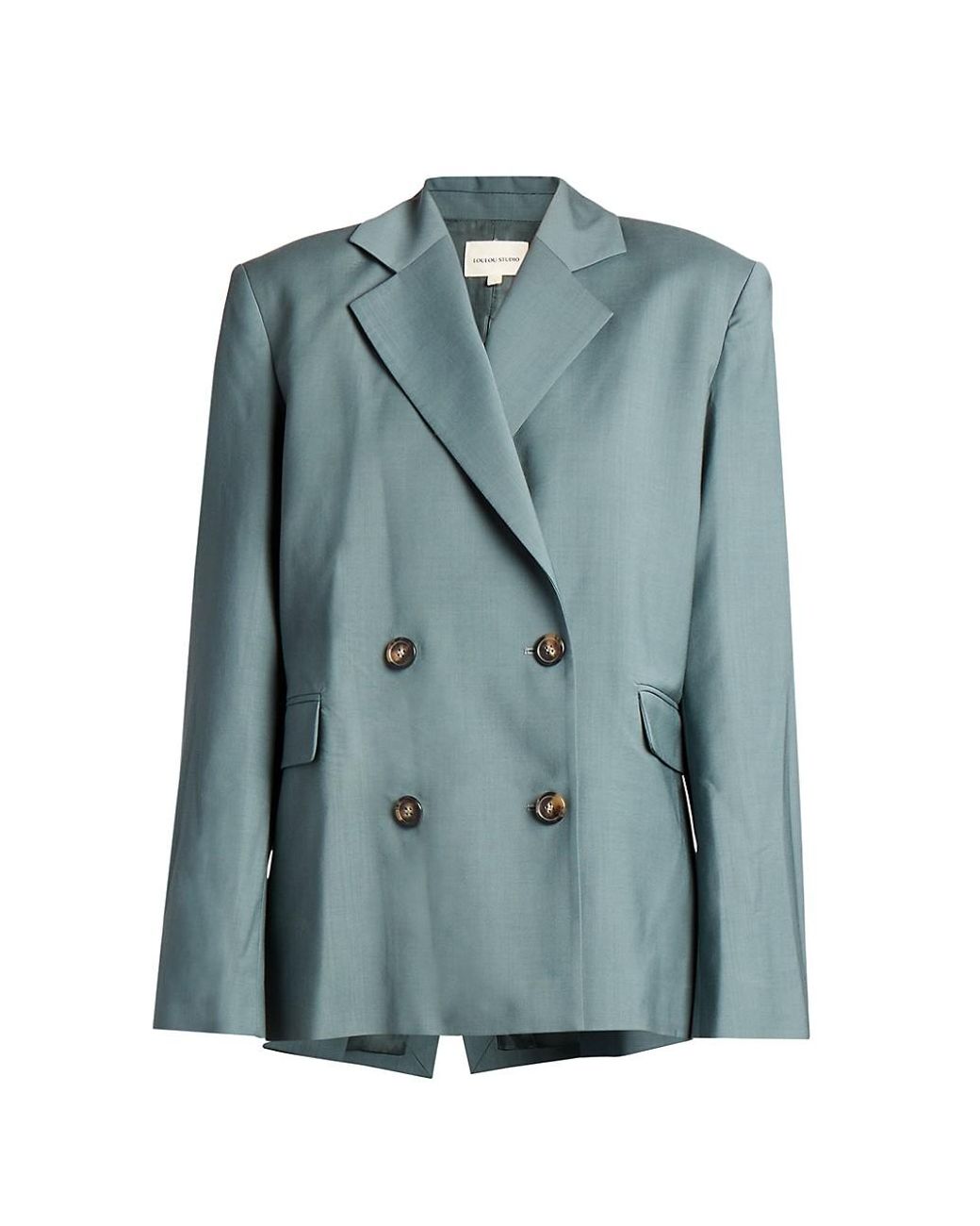 Loulou Studio Tatakoto Double Breasted Wool Jacket in Green - Lyst