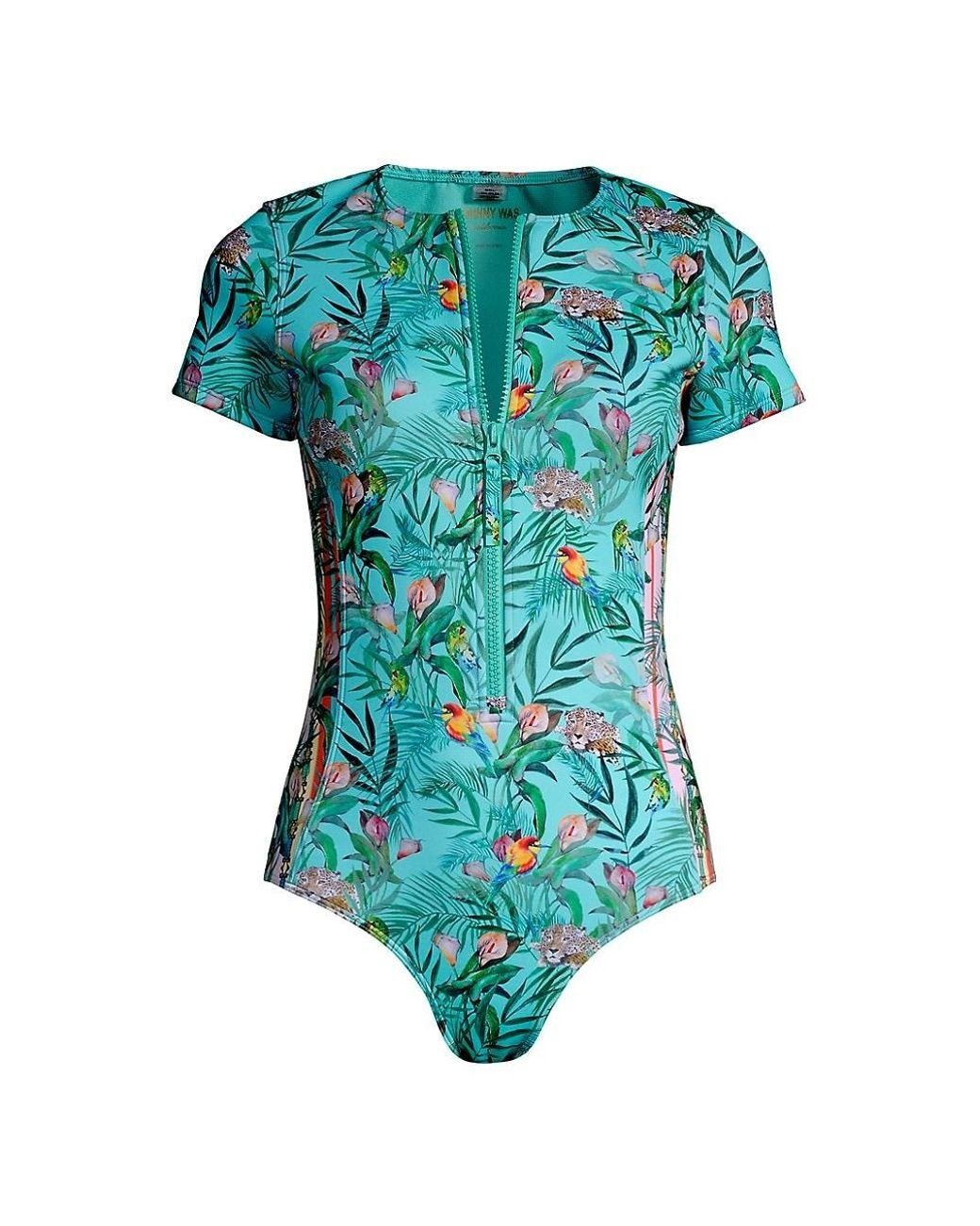 Johnny Was Neoprene Tania Tropical Print One Piece Swimsuit In Blue Lyst
