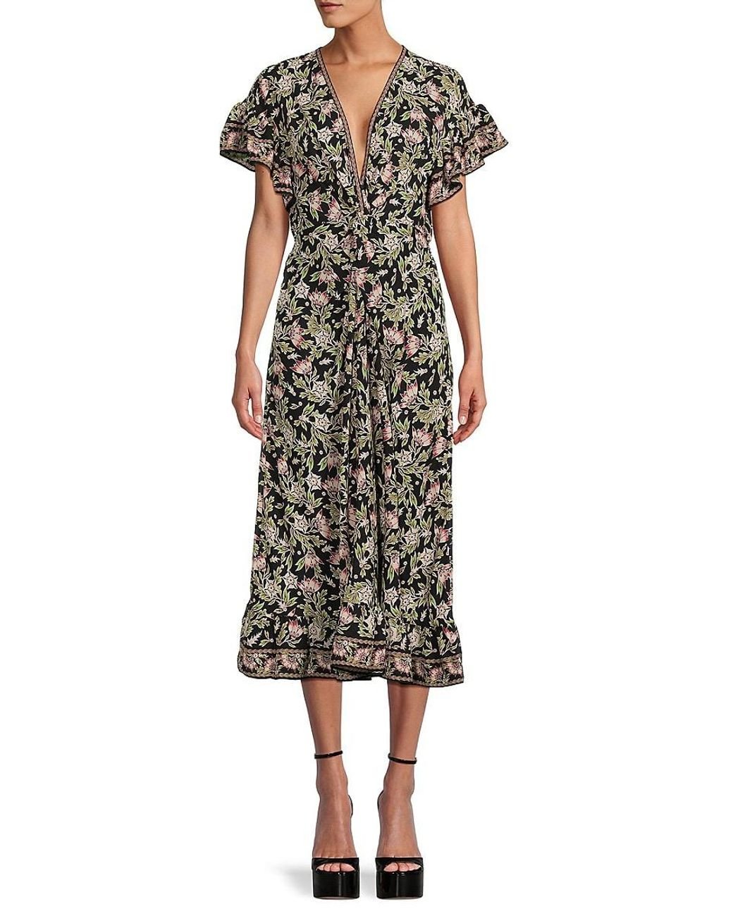 Max Studio Floral Ruffle Maxi Dress | Lyst