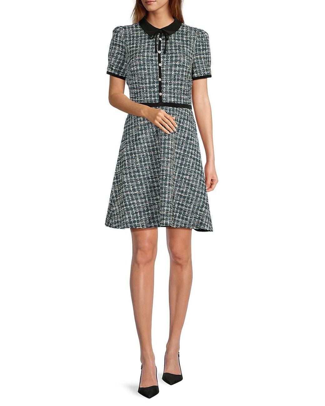 Karl Lagerfeld Boucle Knit Mini Dress in Blue | Lyst