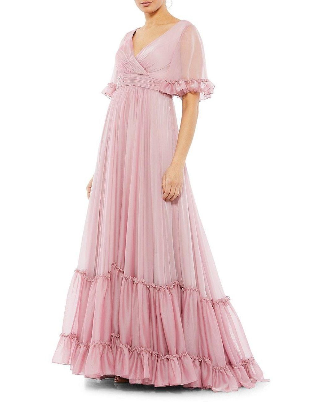Mac Duggal Butterfly Ruffle Tiered Gown In Pink Lyst