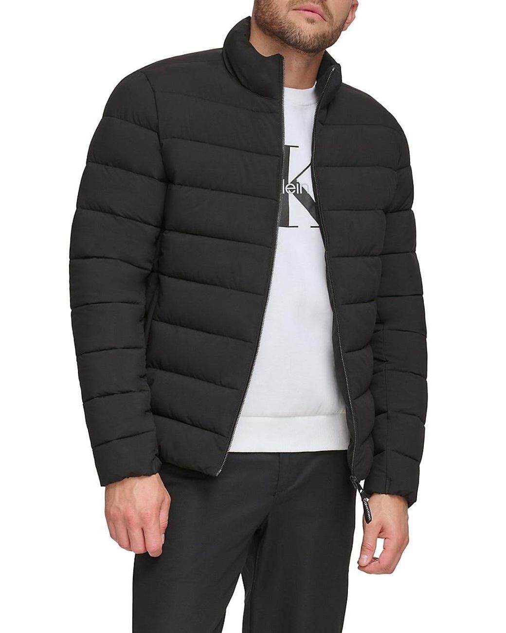 Calvin Klein Stretch Puffer Jacket in Black for Men | Lyst