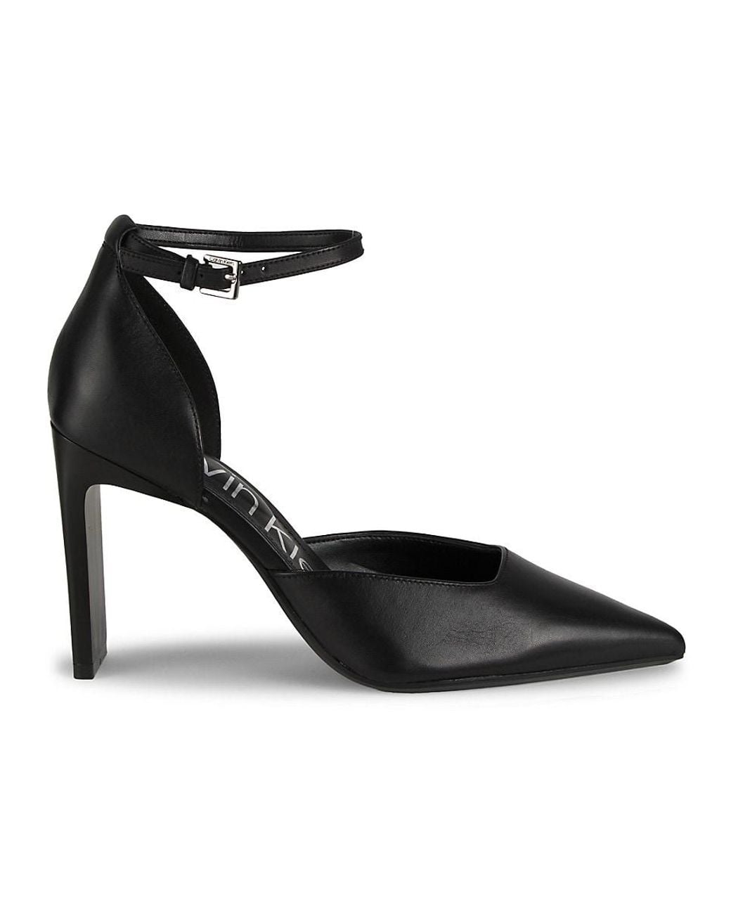 Calvin Klein Carcie Ankle Strap Leather Pumps in Black | Lyst