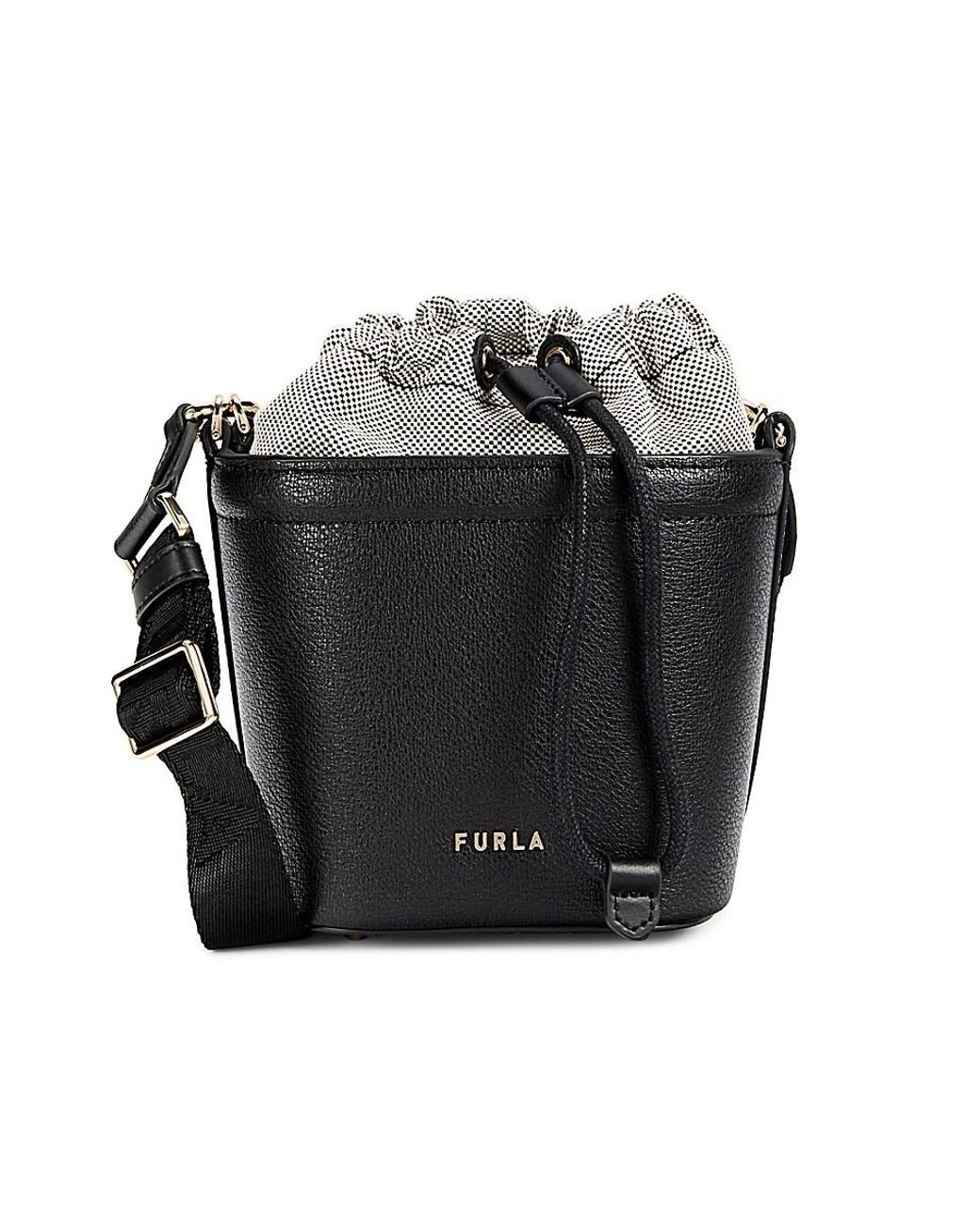 Furla Leather Bucket Bag in Black | Lyst