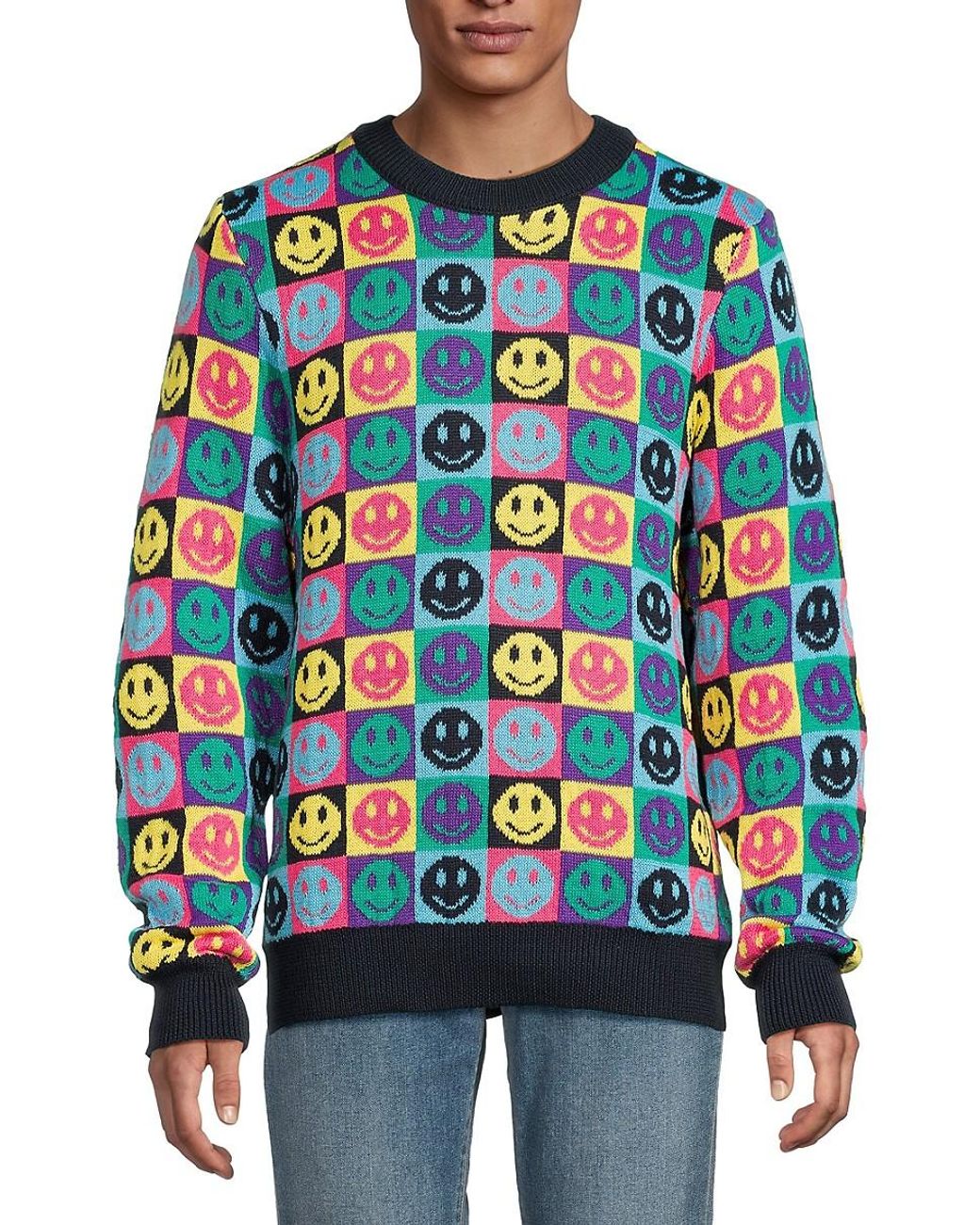 Wesc Leon Pop Smiley Sweater in Blue for Men | Lyst