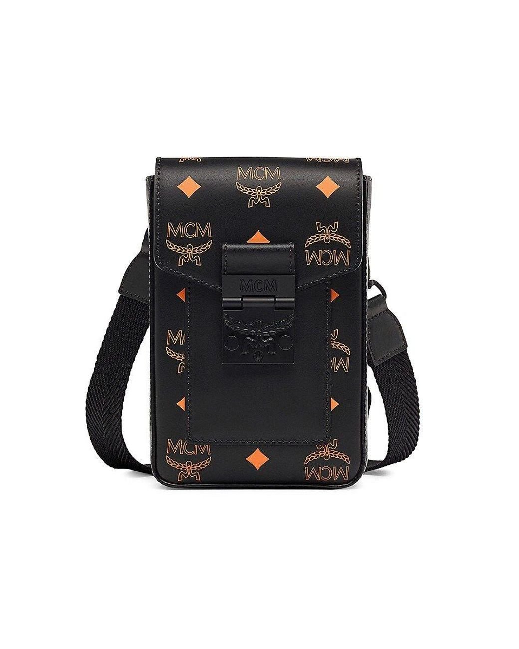 MCM Mini Color Splash Logo Crossbody Bag in Black for Men | Lyst