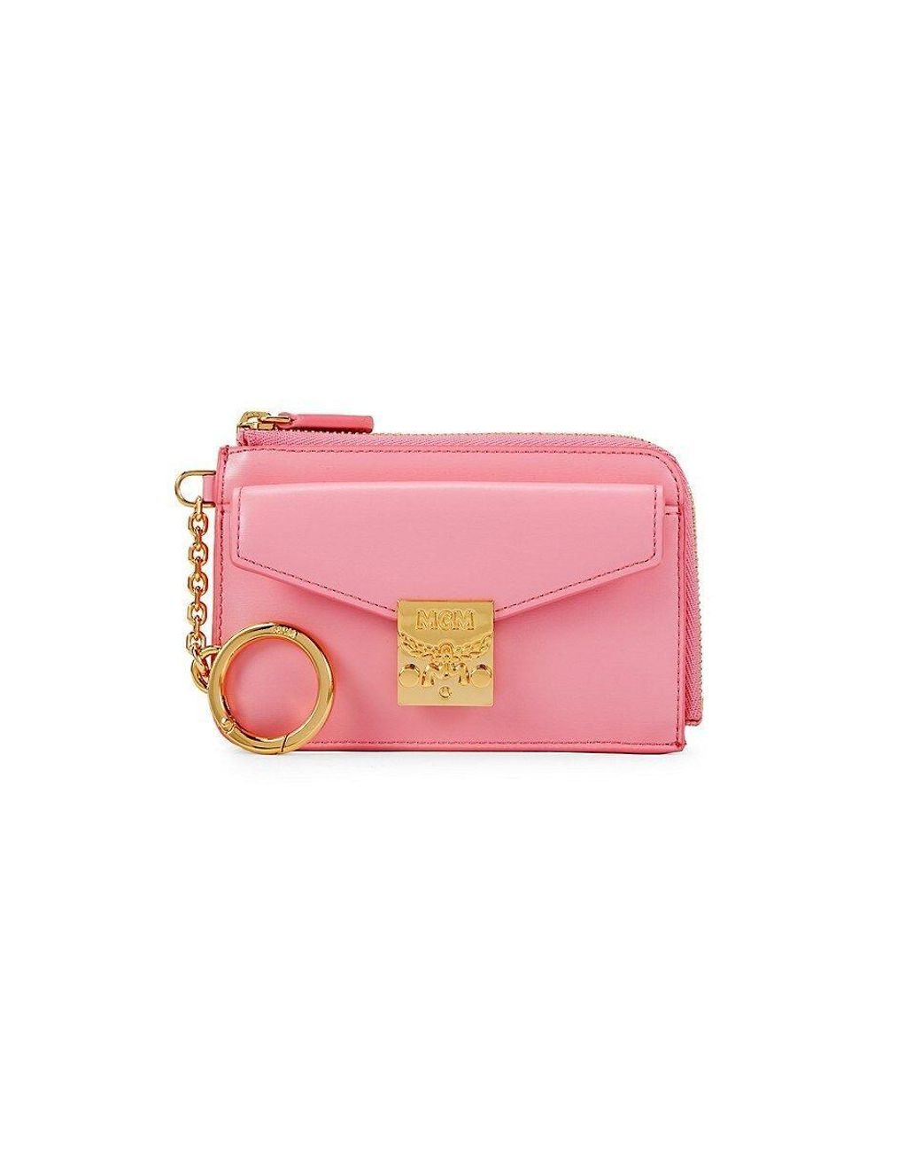 MCM Mini Tracy Logo Leather Wallet in Pink | Lyst