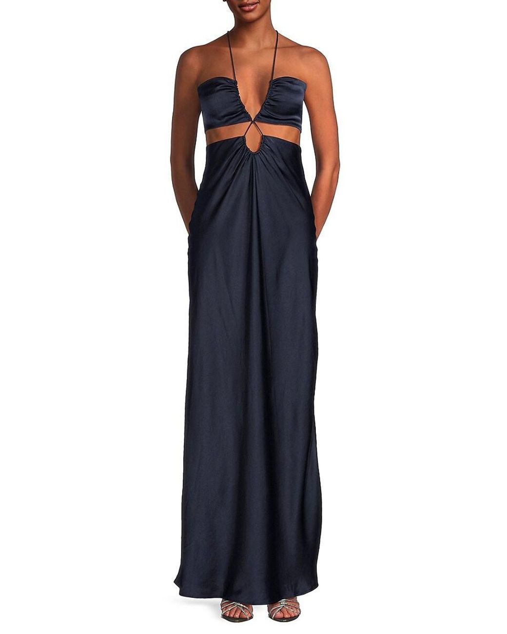 Ba&sh Carmine Cutout Satin Maxi Dress in Blue | Lyst