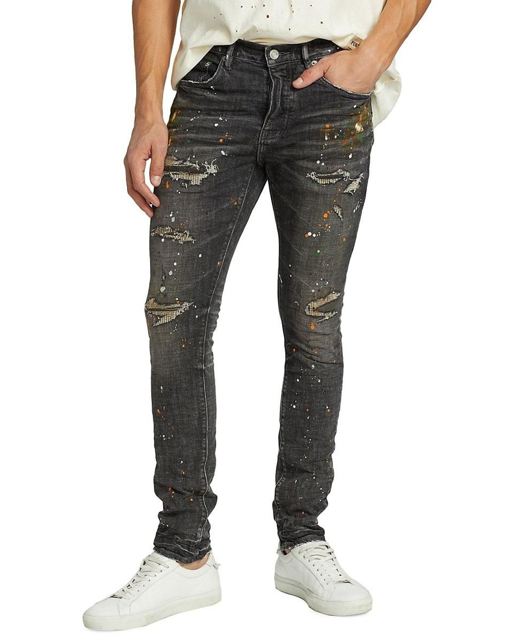 Purple Brand Brand P001 Low-Rise Ripped Skinny Jeans in Gray for Men | Lyst